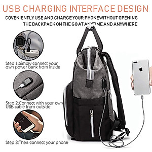 AOCKS Diaper Bag Organizer Insulated Waterproof Travel Backpack Large Capacity for Baby Care,Multi-Function, Stylish and Durable (Black Grey)