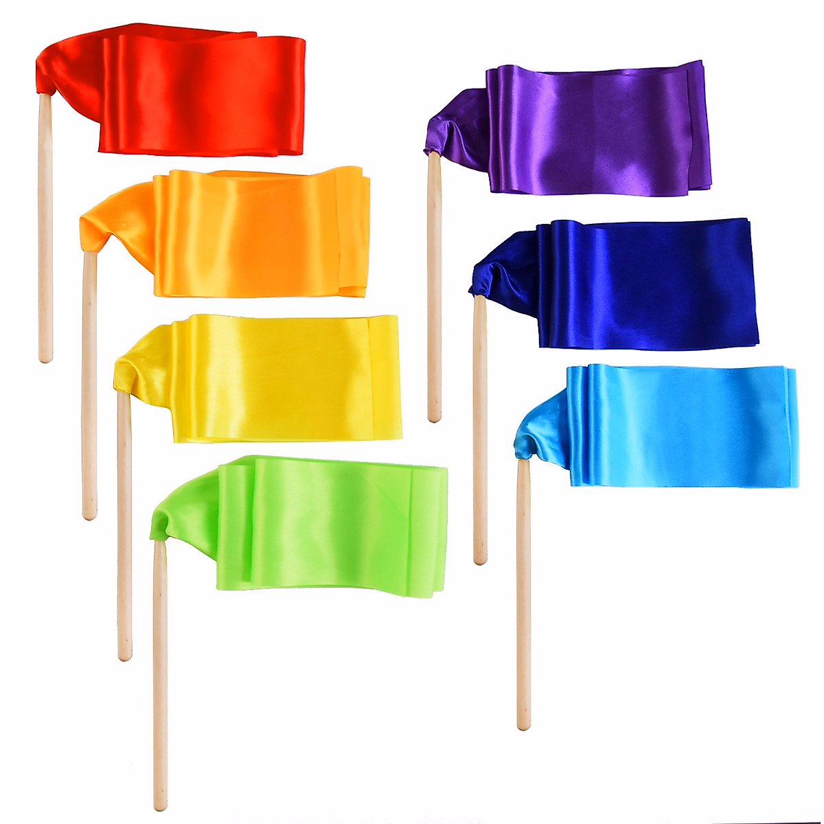 BBTO 7 Pcs Dance Ribbon Stick 39.37 Inch Rainbow Dancing Ribbon Kids Dancer Wands Rhythmic Gymnastics Ribbon Dancing Streamers Baton Twirling Ribbons