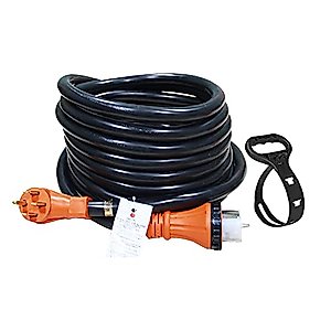 FFPS 50Ft 50 Amp Generator Extension Cord STW 6/3 + 8/1 Generator Cord 125V 250V Generator Power Cord N14-50P / SS2-50R Locking Connector for RV Camper and Generator to House, w/Center Guiding Pin