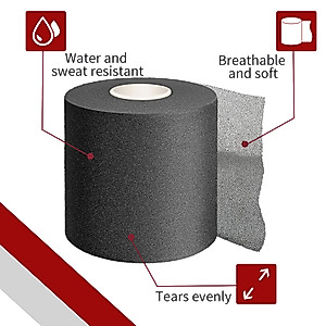 Nuanchu 4 Pcs Pre Wrap Athletic Tapes 30 Yards Hair Prewrap Strip Tapes for Soccer Ankles Wrists Sports Foam Tape(Black, Beige)