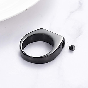 XSMZB Cremation Rings for Ashes Simple Square Band Ring Keepsake Arrow Band Finger Ring Holder Ashes for Pet Human Memorial Urn Ring for Men Women (Black,7)