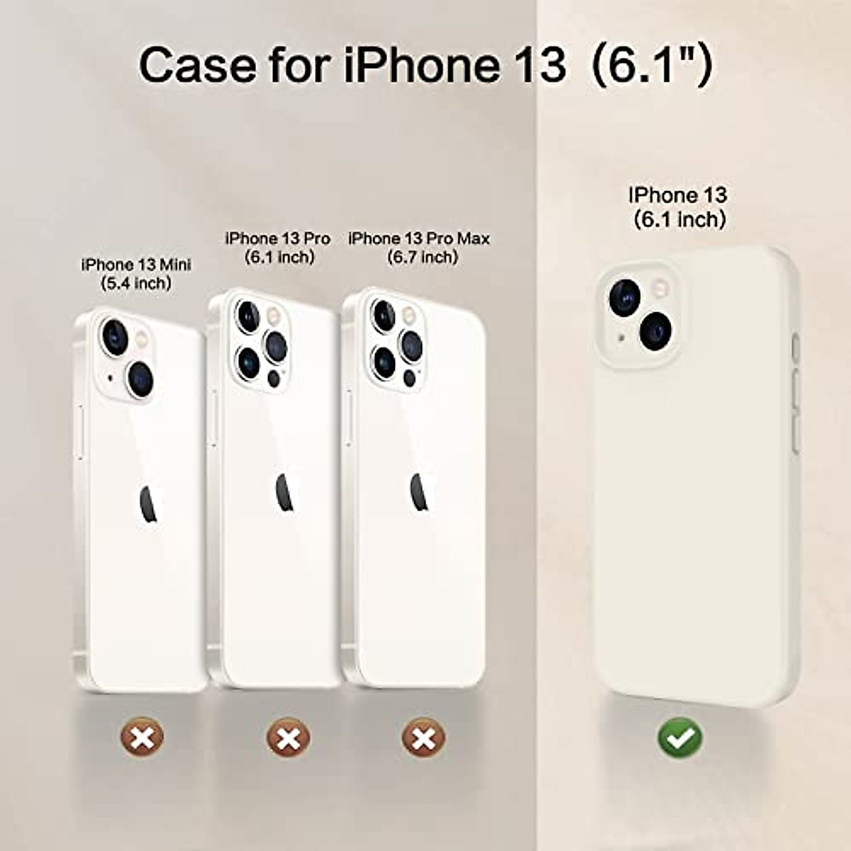 BENTOBEN for iPhone 13 Case, Phone Case iPhone 13, Soft Silicone Gel Rubber Bumper Microfiber Lining Hard Back Shockproof Protective Phone Cover for iPhone 13 6.1", Antique White