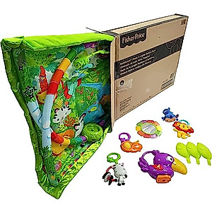 Fisher-Price Playmat Rainforest Music & Lights Deluxe Gym with 10+ Toys & Activites for Newborn Tummy Time Play