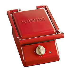 BRUNO single sandwich maker waffle maker panini press BOE083 120V nonstick changeable plate easy fashion easy cook (Red)