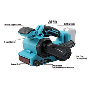 Cordless Belt Sander,18 Inch for Makita Battery 18V, Brushless Electric Power Belt Sander with 6 Variable-speed,Portable Handheld Belt Sander Professional Polishing Tool for Rust Removal,Woodworking