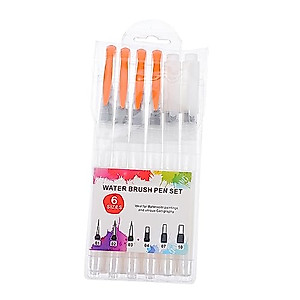 Water Coloring Pen 6pcs Fountain Pen Watercolor Water Pen Color Pen Set Watercolor Art Pens Suit Paint Brushes for Watercolor Pencil Watercolor Brush Pen Hand Painting Brush Mix