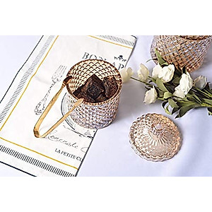 Rainie Love Home Basic Food Storage Organization Set-Crystal Diamond Faceted Jar with Crystal Lid,Suitable as A Candy Dish,Cookie Tin,Biscuit Barrel,Decorative Candy Jar (Amber, 12 oz)