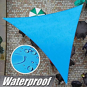 ColourTree Custom Size 16' x 16' x 16' Blue TADT16 Triangle Waterproof Sun Shade Sail Canopy Awning Shelter, 95% UV Block Water Resistant, Garden Carport Outdoor Patio (We Customize)