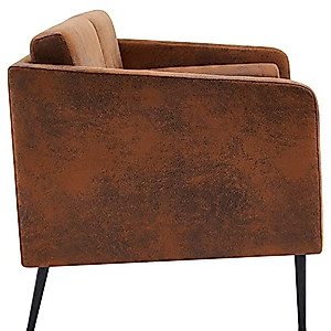 Karl home Loveseat Sofa 52" Bedroom Couch Mid-Century 2-Seat Sofa Bronzing Cloth Upholstered Love Seat with Metal Legs for Living Room, Bedroom, Balcony, Apartment, Office, Brown