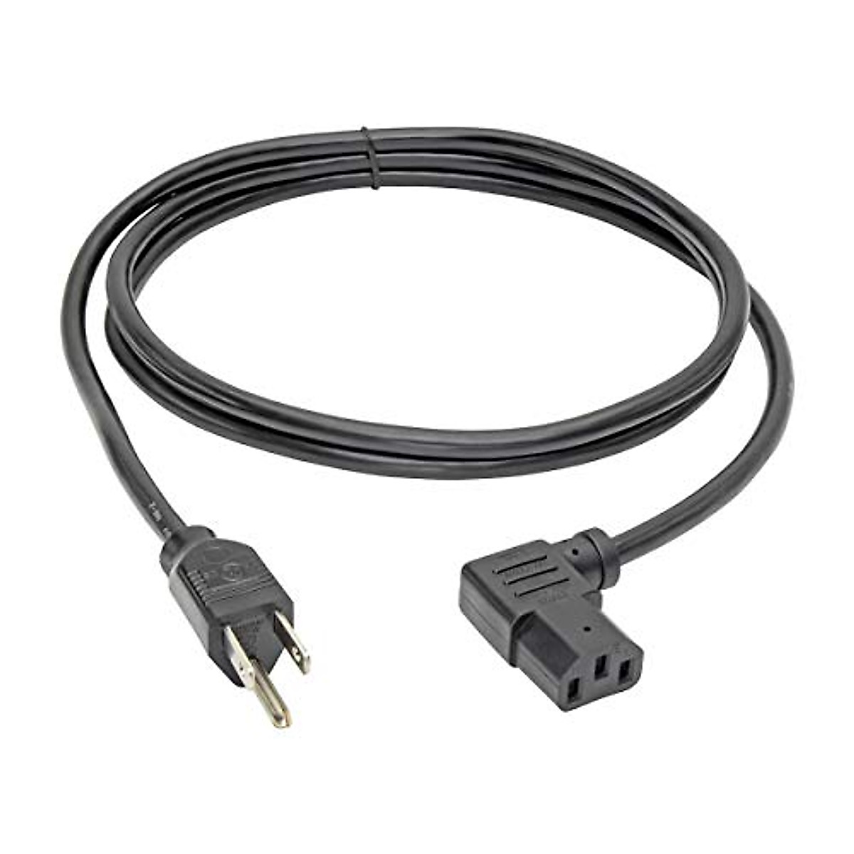 Tripp Lite Standard Computer Power Cord 10A,18AWG (NEMA 5-15P to Left Angle IEC-320-C13) 6-ft.(P006-006-13LA),Black