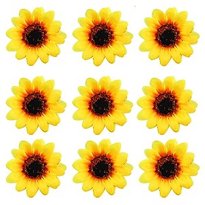 Yansanido 100 Pcs 2.8 Inch (7cm) 2 Layer Petals Artificial Sunflower Heads for Home, Office and Wedding Decoration