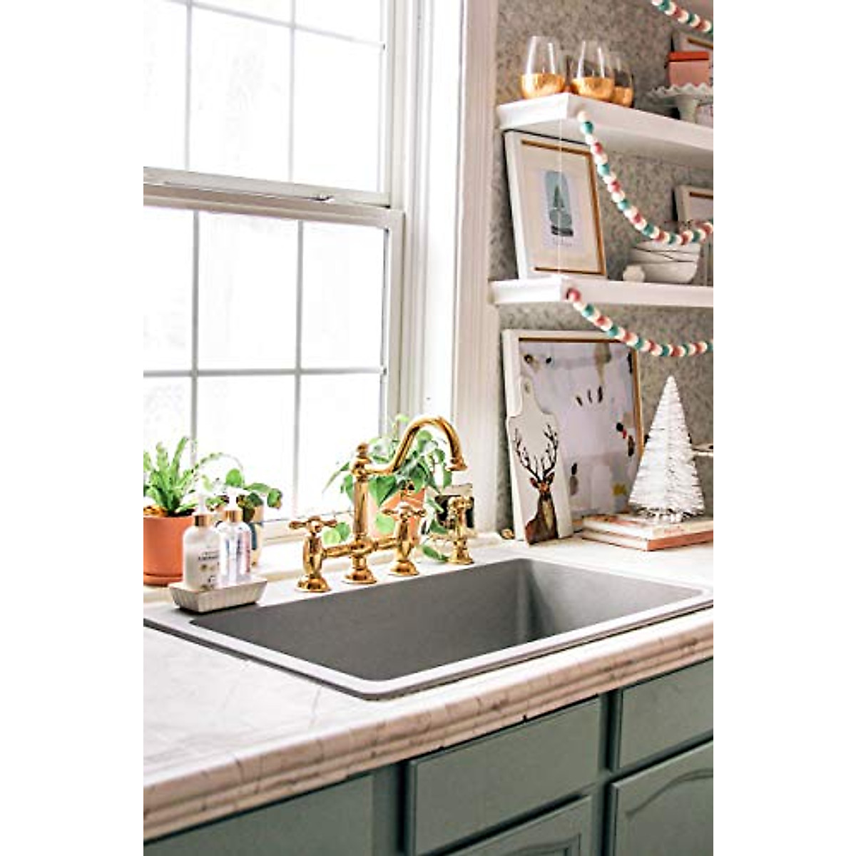 Kingston Brass KS3792AXBS Restoration Bridge Kitchen Faucet, 9", Polished Brass