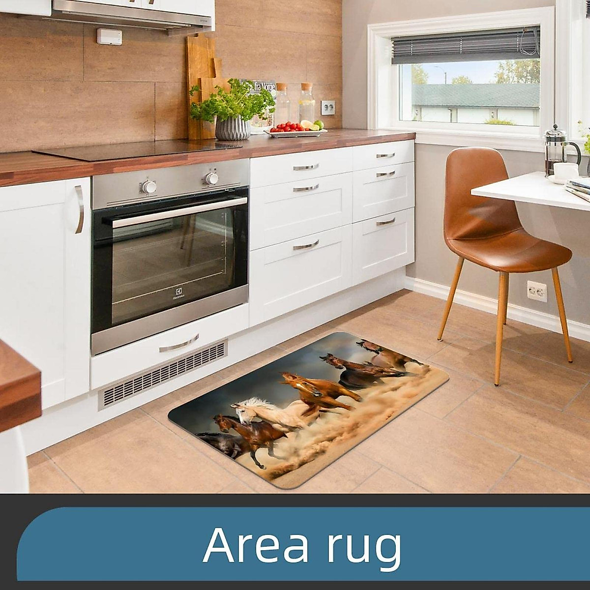 VBFOFBV Kitchen Mat, Cushioned Kitchen Rug, Non-Slip Kitchen Mats Comfort Rugs for Kitchen, Floor Home, Office, Sink, Laundry, Animal Brown Horses