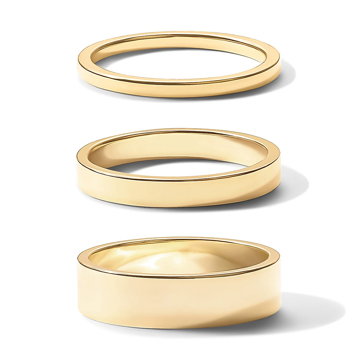 PAVOI 18K Gold Plated Stacking Rings Set for Women (Yellow Gold, Size 8)