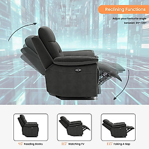POVISON Smart 84.05'' Power Reclining Sofa for Living Room Modern Comfy Sofa Recliner Couches Sleeper with Dropdown Console Drawer USB Charging Port