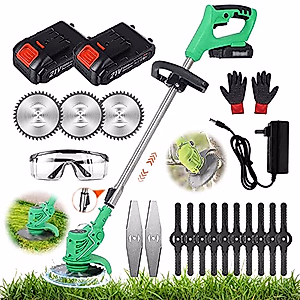 Electric Cordless Weed Wacker with 3Type Blades, String Trimmer Edger Lawn Mower Grass Brush Cutter Kit Pruning Cutter Garden Tools, Weed Eater Trimmer for Lawn,Yard,Garden,Bush Pruning&Trimming