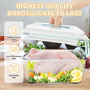 Extra Large Glass Storage Containers with Lids Airtight: Big Glass Containers with Lids - 220oz/28cup - XL Glass Rotisserie Chicken Container - Storing food Fruits Salads Free Oven Safe (Extra Large)