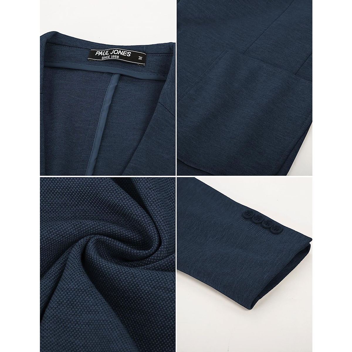 PJ PAUL JONES Blazer for Men Mens Lightweight Suit Jacket Notch Lapel Regular Fit Stretch Knit Sport Coats Navy Blue XL
