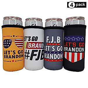 Let's Go Brandon Republican Gifts - FJB Ferk Jer Berdin LGBFJB LGB Patriotic Libertarian Dad Birthday Gift, Fathers Day Funny Beer Gifts for Men Who Have Everything, 12 oz. Slim Can Insulator Sleeve