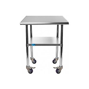 AmGood 18" Long x 18" Deep Stainless Steel Table with Casters