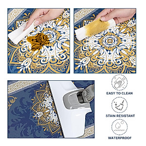 FRAMICS Boho Kitchen Rugs and Mats Sets of 2 Anti-Fatigue Kitchen Mats for Floor Memory Foam Cushioned Non Slip Kitchen Mats PVC Waterproof Kitchen Rugs for Sink Laundry Hallway Standing