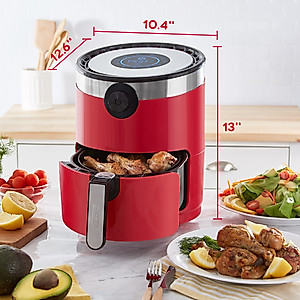 Dash DMAF360GBRD02 Aircrisp® Pro Digital Air Fryer + Oven Cooker with Digital Display + 8 Presets, Temperature Control, Non Stick Fry Basket, Recipe Guide + Auto Shut Off Feature, 3qt, Red