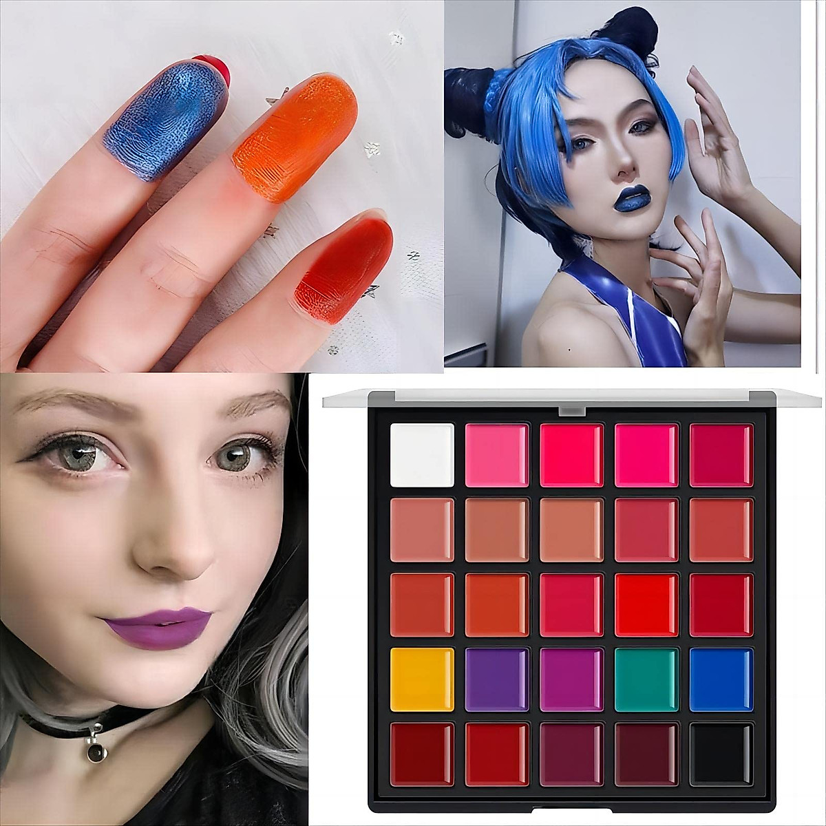 YARLADY 25 color Lipstick Lip Gloss Palette 24H Long-lasting moisturizing Waterproof matte Lip Palette Makeup,Pigmented Festival Halloween Body Face Paint Matte Lipstick Set