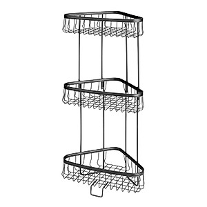 mDesign Metal Bathroom Shelf Unit - Freestanding Vertical Storage for Organizing and Storing Hand Towels, Body Lotion, Facial Tissues, Bath Salts - 3 Shelves, Hyde Collection - Matte Black