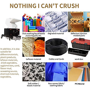 INTSUPERMAI 7.5KW Electric Chipper Plastic Shredder Granulator Heavy Duty Disintegrator for Wood, Nylon Products, Paper，Aluminum Bottle 220V Machine