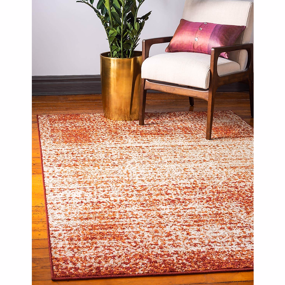Unique Loom Autumn Collection Modern Contemporary Casual Abstract Area Rug (Terracotta/ Beige Rustic, 9 x 12 ft Rectangular)