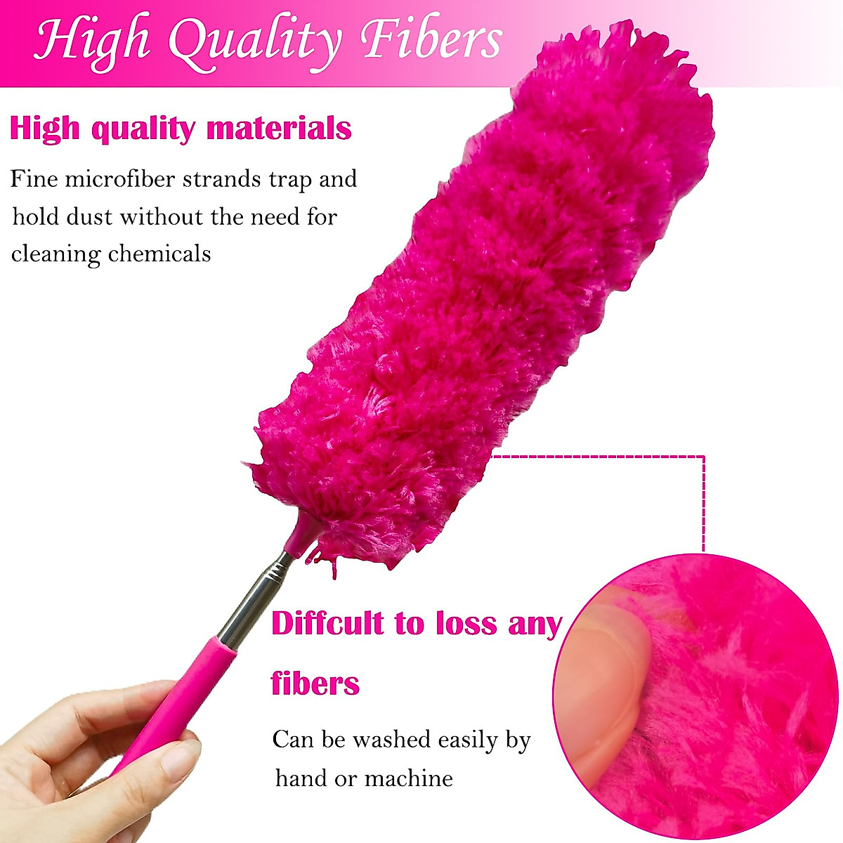 M-jump 3 PCS 15.7 to 35.5 Inch Extendable Telescoping Microfiber Duster Bendable Brush Washable Dusting Brush for Home Office Car