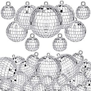 Jspupifip 60 Pcs Mirror Disco Balls Ornaments Bulk Reflective Mini Disco Ball Decorations 70s Disco Themed Party Decor for Graduation Party Tree Ornaments(1.18/2/2.36/3.15 inch)