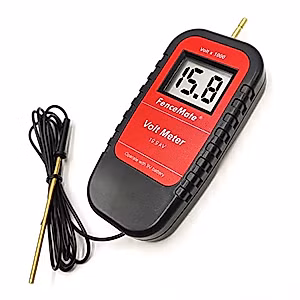 FenceMate Digital Volt Meter for Electric Fence, Range up to 19,900 V (19.9 kV), Fence Voltage Tester with Large LCD Display, Automatic On/Off, Grounding & 9V Battery Included