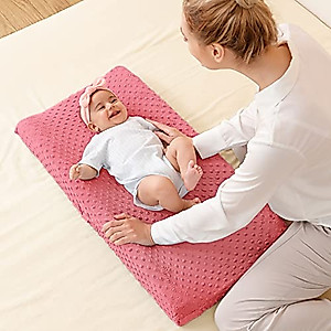 Baby Changing Pad Cover, Super Soft Minky Dot Diaper Changing Table Covers for Baby Girls and Boys, Ultra Comfortable, Safe for Babies, Fit 32"/34'' x 16" Pad (Strawberry Red)