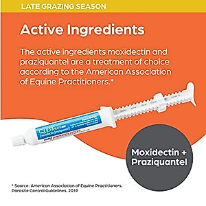 Quest Plus Gel Moxidectin/ Praziquantel Horse Dewormer, Late Grazing Season recommended for Horses and Ponies 6 months and older, 0.5oz Sure-Dial Syringe