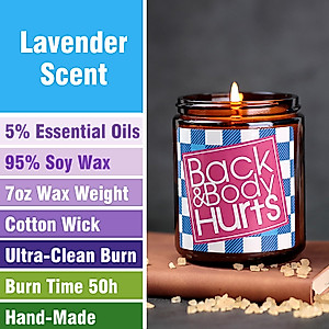 Funny Happy Birthday Gifts for Women & Men, unique Valentines Day Gifts for Her Him, Mom Dad Wife Husband Sister Best Friend, Funny 30th 40th 50th 60th Birthday Candles gift back and body hurts candle