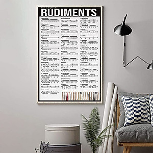 KING PRINT Rudiment Chart Poster, Drum Rudiment Reference Guide Canvas Wall Art, Music Wall Decor For Drummer, Drum Lovers, Boy Room Decor, Percusion Chart, Drum Knowledge Poster Chart