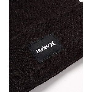 Hurley Men's Winter Hat - Seaward Patch Cuffed Beanie, Size One Size, Black