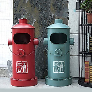 MQH Trash Can Retro Industrial Trash Can with Inner Bucket Large Capacity Fire Hydrant Garbage Bin for Park Garden Garbage Can (Color : Red)