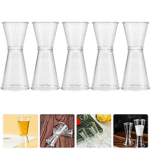 ULTECHNOVO Jigger for Bartending, 5pcs Double Jigger Clear Plastic Jigger Shot Japanese Shot Glass Mixed Drink Measurer Cocktail Double Head Measuring Cup Kitchen Bartender Tools for Home Bar
