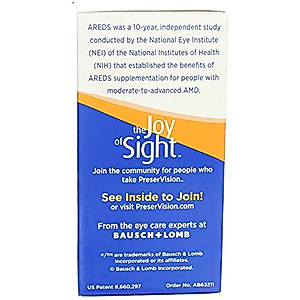 Bausch & Lomb PreserVision Eye Vitamin and Mineral Supplement, Lutein, 120 Soft Gel Formula (Pack of 1)