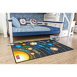 Furnish my Place 761 Solar System HD 4'4"x6'9" Area Rug Solar System for Playroom | Bedroom & Classroom | Washable Floor Mat | Contemporary Design | Multicolor