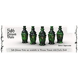 Poison Vials Venom Green 5 D6 Dice