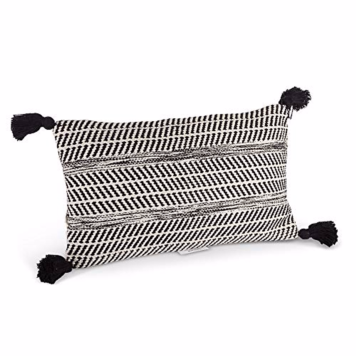 Lone Elm Studios Cotton Woven Lumbar Pillow Home Decor, 12InL x 20InW x 5.5InH, Multicolor