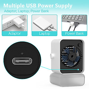 ZEBRE Portable Air Conditioner Fan, Personal Air Cooler, Evaporative Air Cooler Purifier Misting Fan with 7 Colors LED Lights & 3 Speeds for Home Room Office