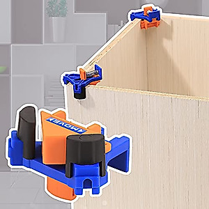 Corner Clamps for Woodworking,90 Degree Right Angle Clamps Set of 4,Woodworking Tools with Work Gloves,Adjustable Spring Loaded Square Clamp for Carpenter,Drilling,Cabinets,Photo Framing Blue