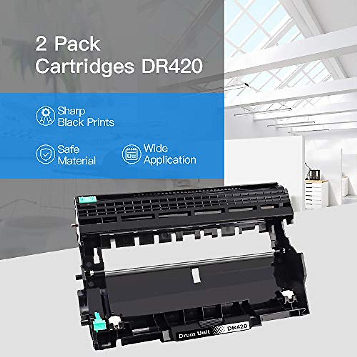 LxTek Compatible Drum Unit Replacement for Brother DR420 DR 420 TN450 TN 450 to use for HL-2270DW HL-2280DW HL-2240 HL-2240D MFC-7360N MFC-7460DN MFC-7860DW Printer Tray（2 Black, High Yield）