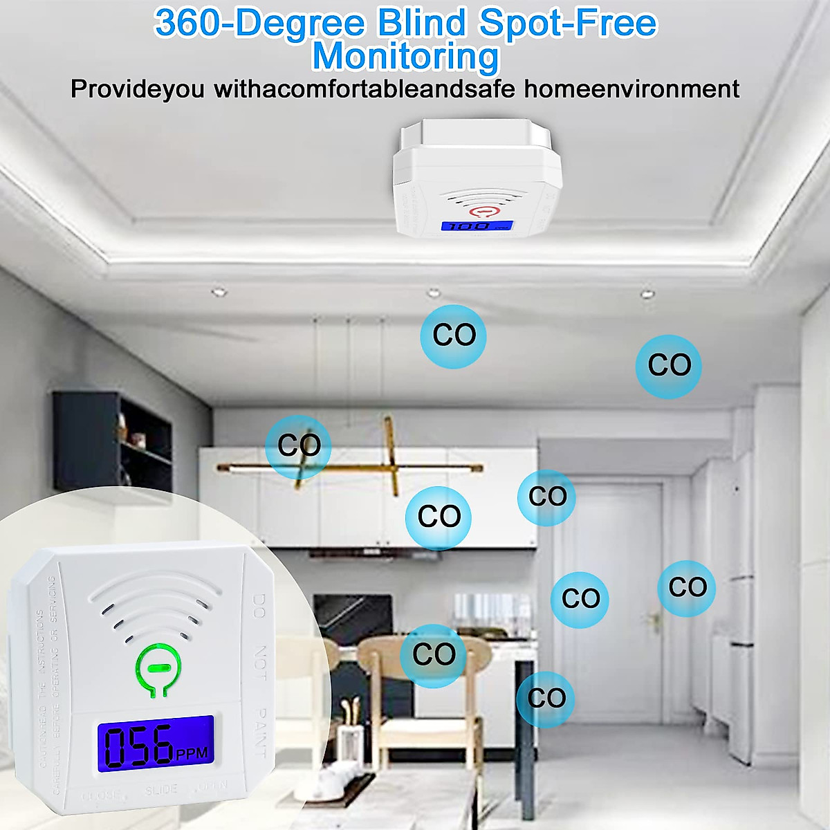 Carbon Monoxide Detector,CO Alarm Monitor Detector Complies with UL 2034 Standard for Home,Carbon Monoxide Sensor with LCD Digital Display and Sound Warning for Home