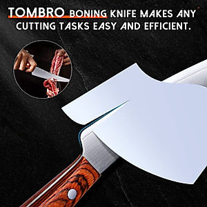 TOMBRO Boning Knife for Meat Cutting 5.5-Inch Curved Boning Knife Hand Forged Butcher Knife,Multipurpose Chopping Knife for Meat and Vegetable Cutting