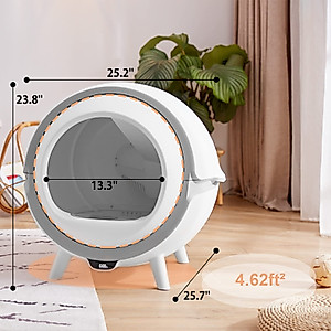 Self-Cleaning Cat Litter Box, FRAPOW No Scooping Automatic Cat Litter Box Safety Protection Extra Large Cabin Weight Sensor APP Control Timer Smart Cat Litter Box Washable Cleaning Cabin